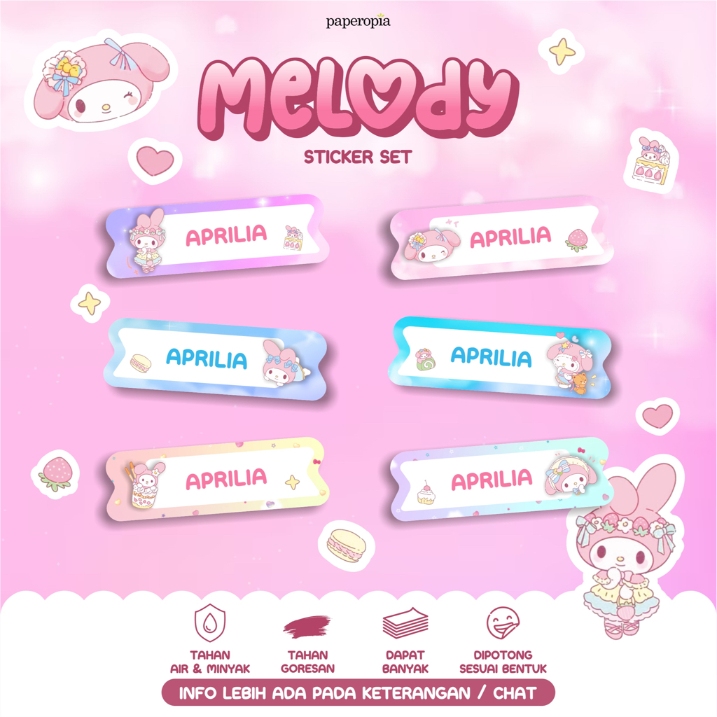 Jual Stiker label nama anak waterproof sticker custom premium isi 36pcs ...