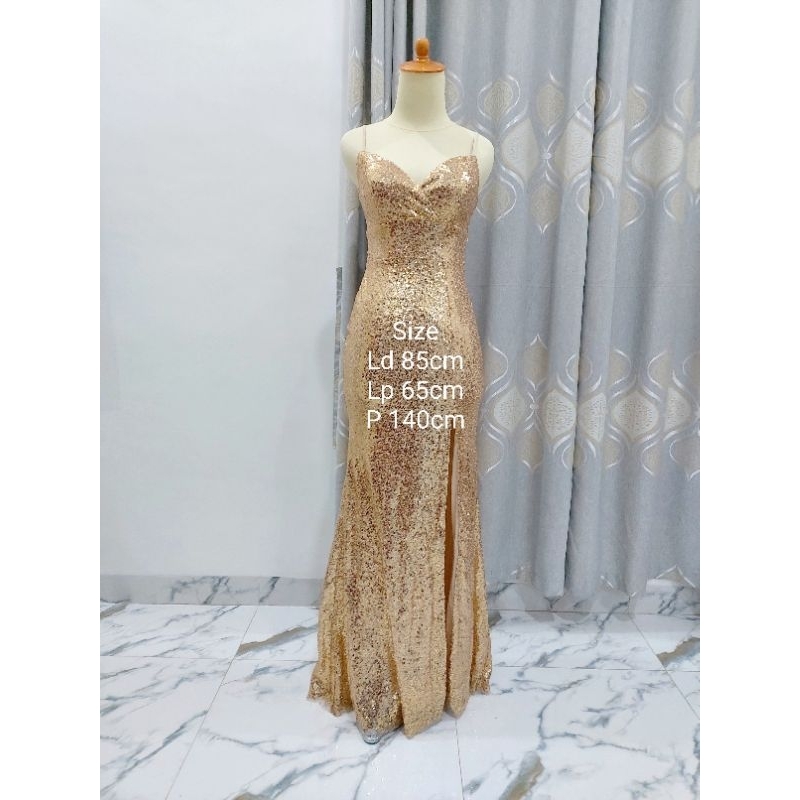 Jual Gaun Full Sequin Gold | Shopee Indonesia