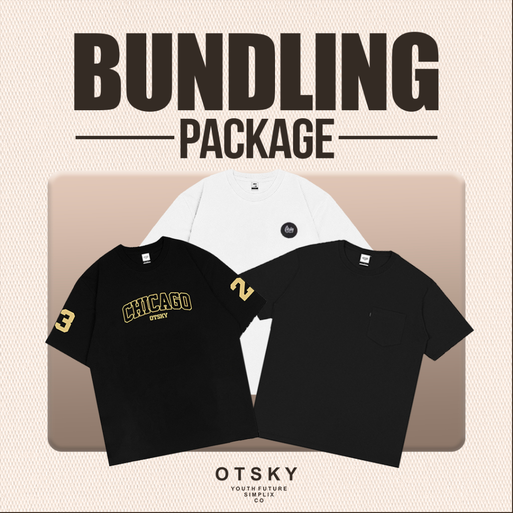 Jual Bundling (BUY 1 GET 3) Otsky Kaos Pria Sablon Cotton 24s + Free ...