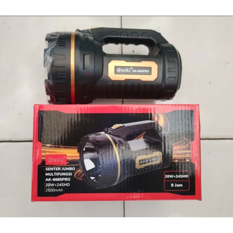Jual Senter LED Jumbo 20 Watt + 24 SMD Lampu Belajar Emergency AOKI AK ...
