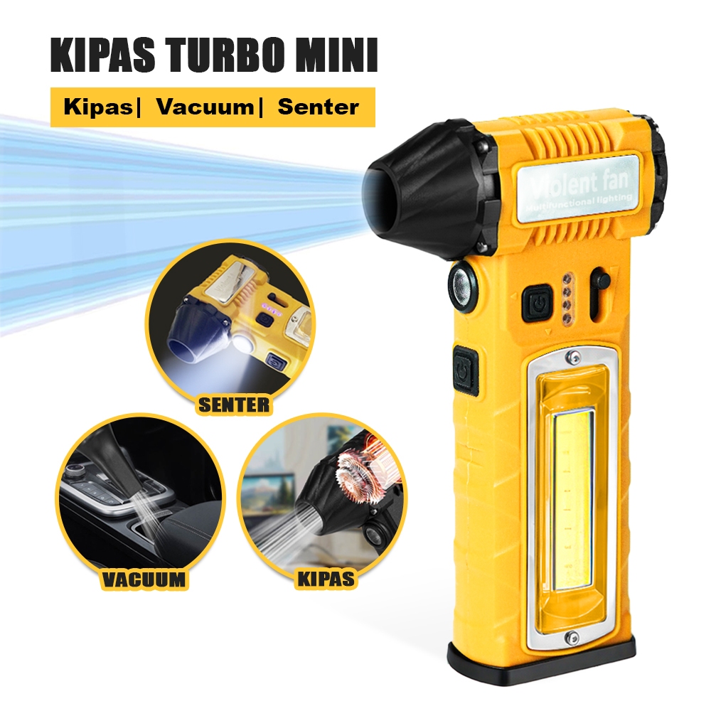 Jual Turbo Fan Jet Blower Portable Kipas Angin Kencang Senter LED COB Electric Air Duster ...