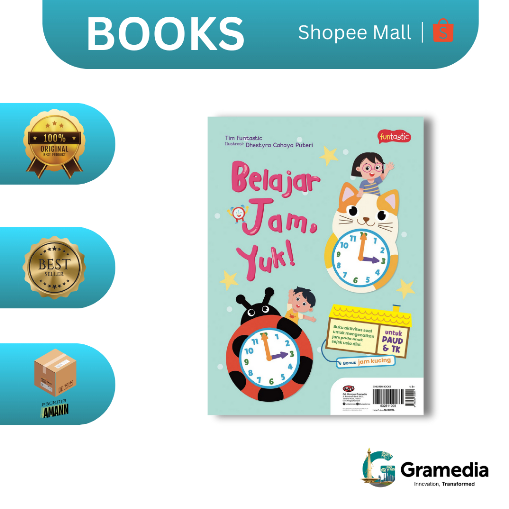 Jual Gramedia MKG - Buku Funtastic: Belajar Jam, Yuk! (Bonus Jam Kucing) | Shopee Indonesia