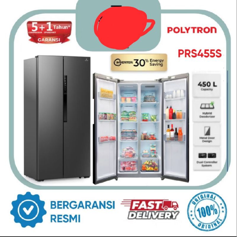 Jual POLYTRON KULKAS SIDE BY SIDE 2 PINTU 450 LITER INVERTER PRS455S ...