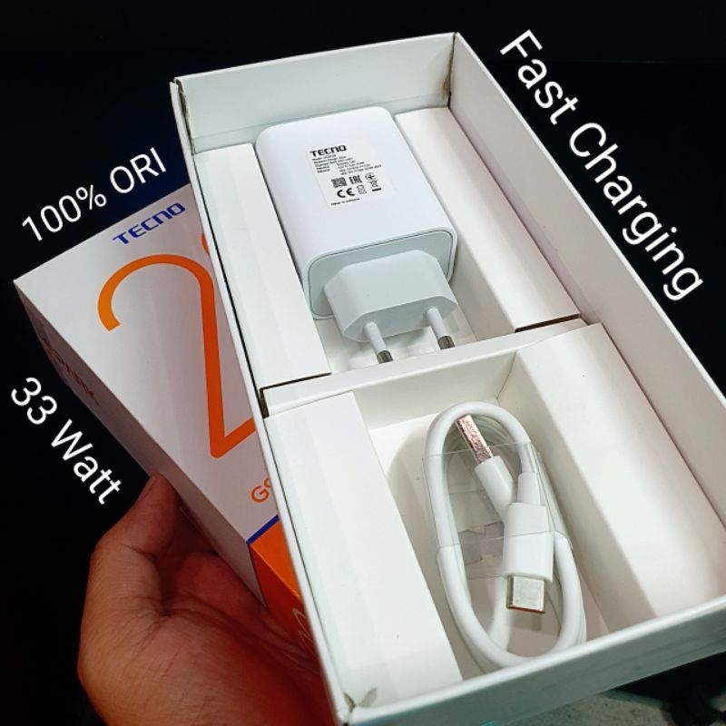 Jual Charger Tecno 33Watt Bawaan HP Spark 20 pro || Spark 20 pro plus ...