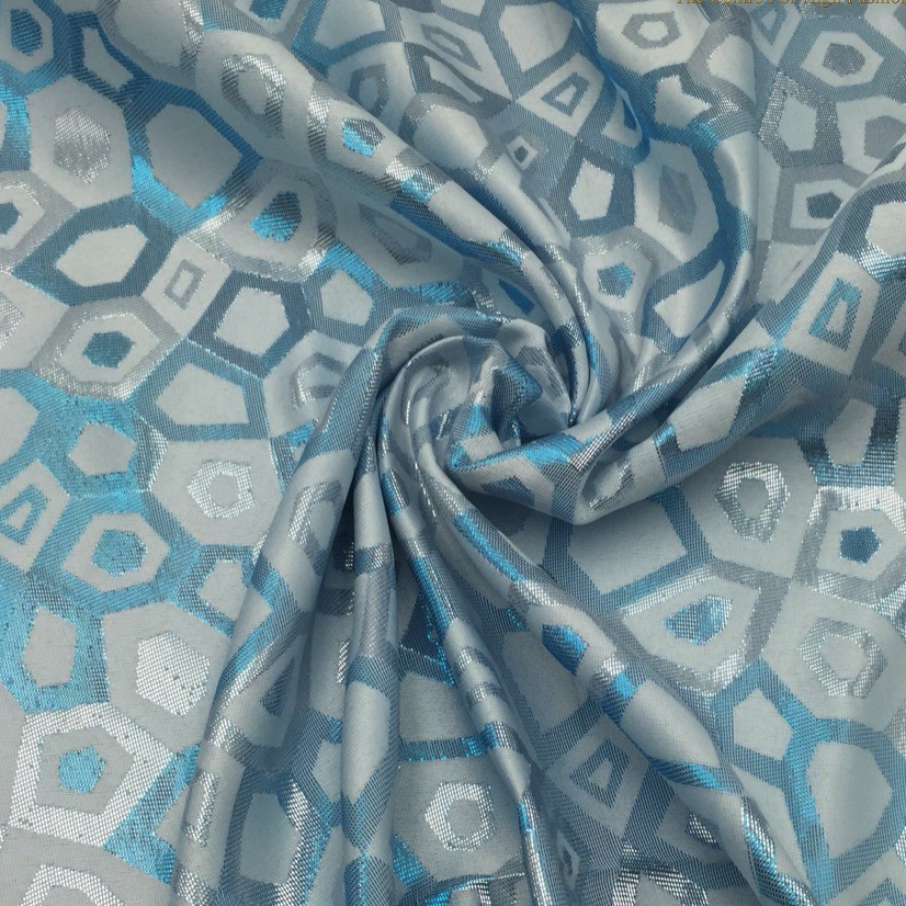 Jual Kain Jacquard Lurex Motif Crystal - Biru Silver (1M) | Shopee ...