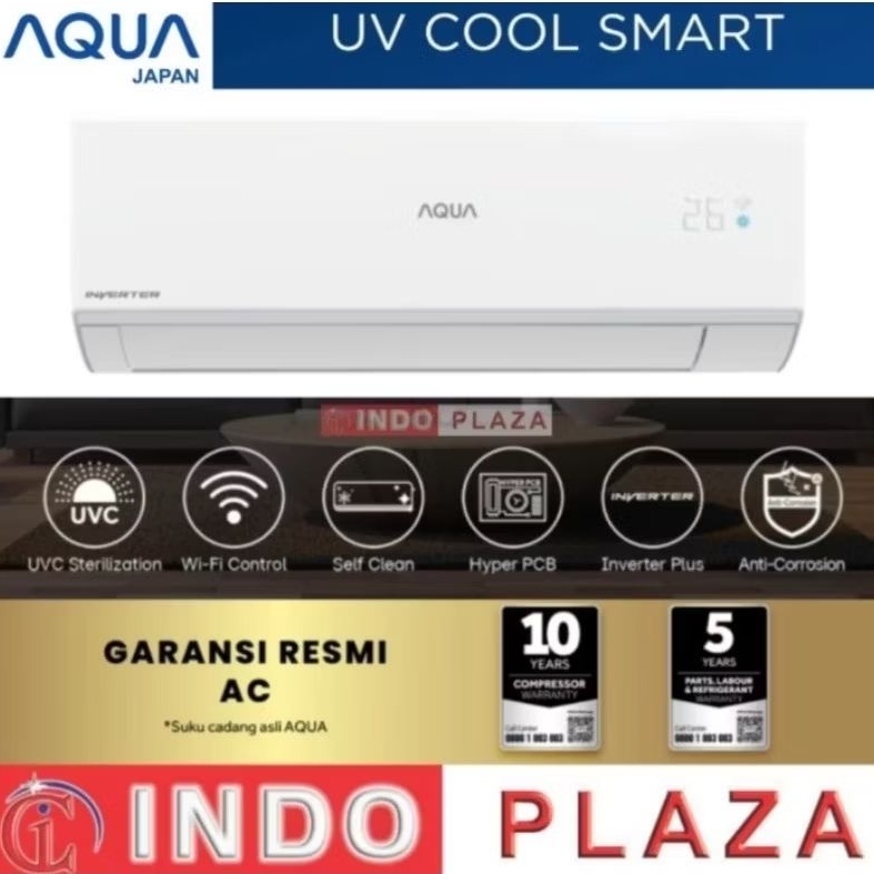 Jual AC AQUA 1/2 PK INVERTER + UV COOL SMART WIFI + SMART CLEAN + ANTI KARAT AQA-KR/CR5VRAL ...