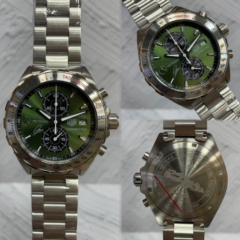 Jual JAM TANGAN PRIA TAG HEUER CARRERA PETRONAS SILVER HIJAU JAPAN ...