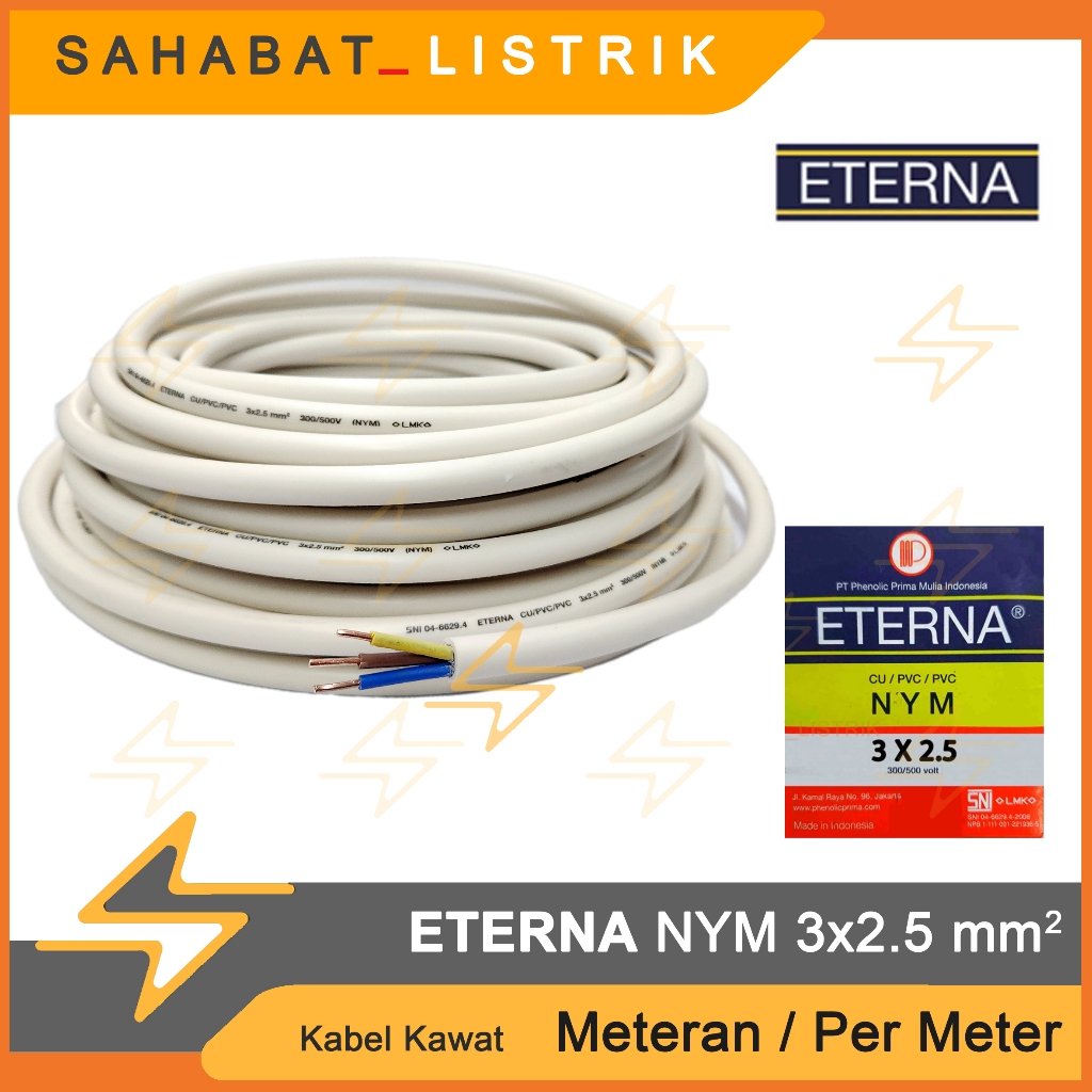 Jual Kabel Listrik ETERNA NYM 3X2.5 3X2,5 Per Meter | Shopee Indonesia