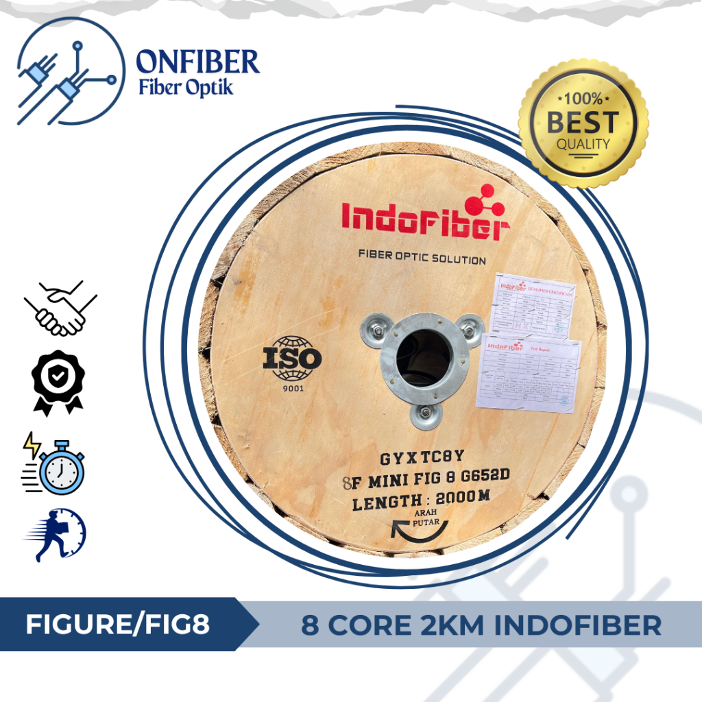 Jual Kabel Fiber Optik 8 Core Fig8 Mini 2KM INDOFIBER Outdoor| Kabel Udara 8 Core Fig8 2000M ...