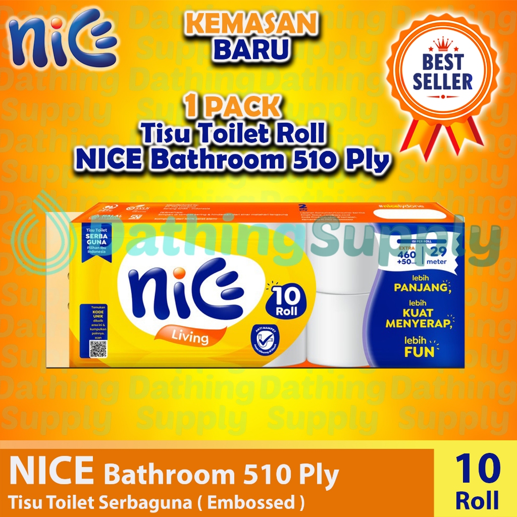 Jual Tissue Nice Toilet Roll Full Embossed Tisu Gulung Bertekstur Isi 10 Roll 510 Ply ( 460 Ply ...