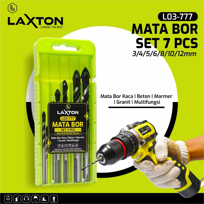 Jual LAXTON L03-777 mata bor ulir mata bor multifungsi set 7 pcs 3-12mm ...
