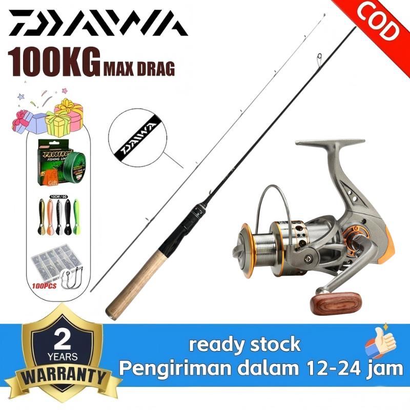 Jual 2025 New DAIWA set joran pancing Carbon 1.8m-1.98m 2 bagian Spinning Fishing Rod pancing ...
