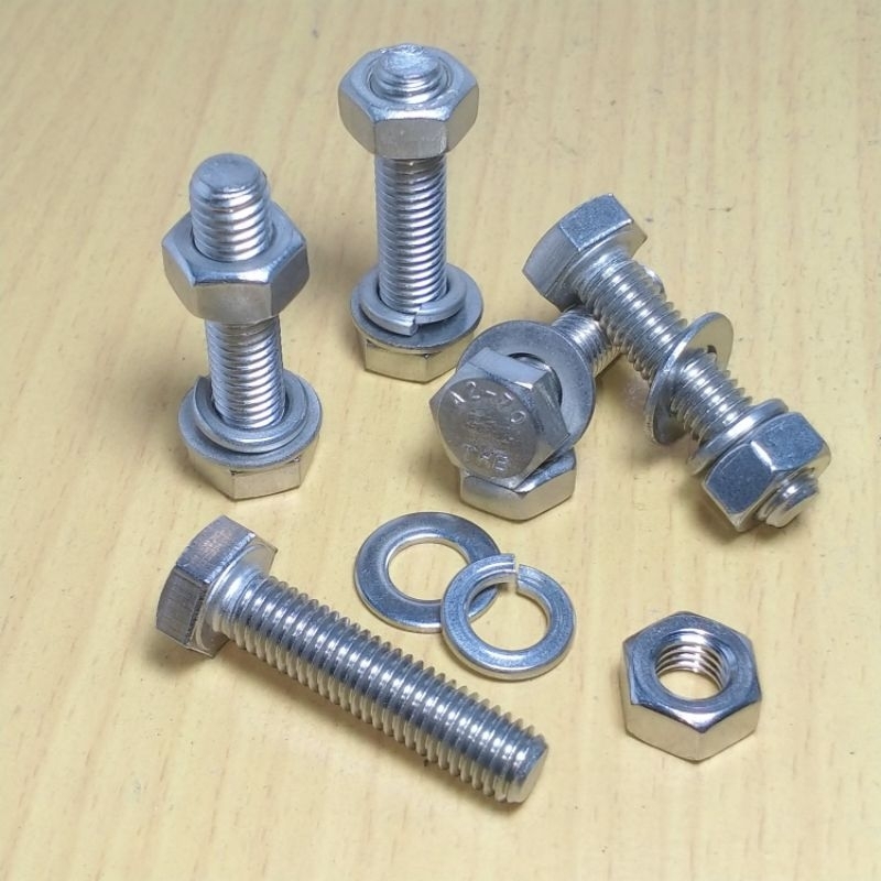 Jual baut mur m8 x 35mm pitch 1,25 material stainless sus 304 komplit ...