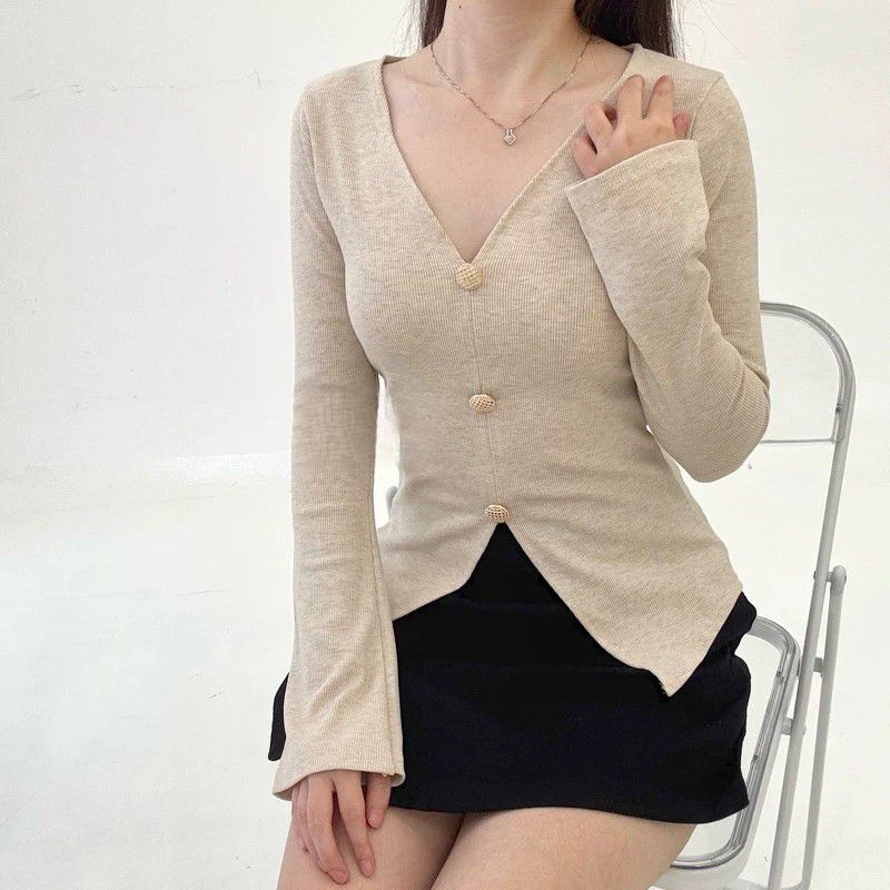 Jual Atasan Wanita JADE TOP Atasan Wanita Longsleeve Lengan Panjang Bahan Rib Knit Premium Tebal ...