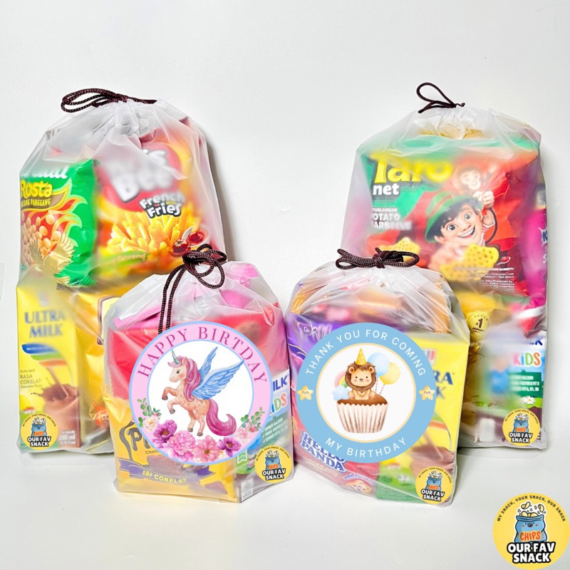 Jual Paket Snack Ulang Tahun Anak Pouch Mini Gift Snack Ultah Hampers ...