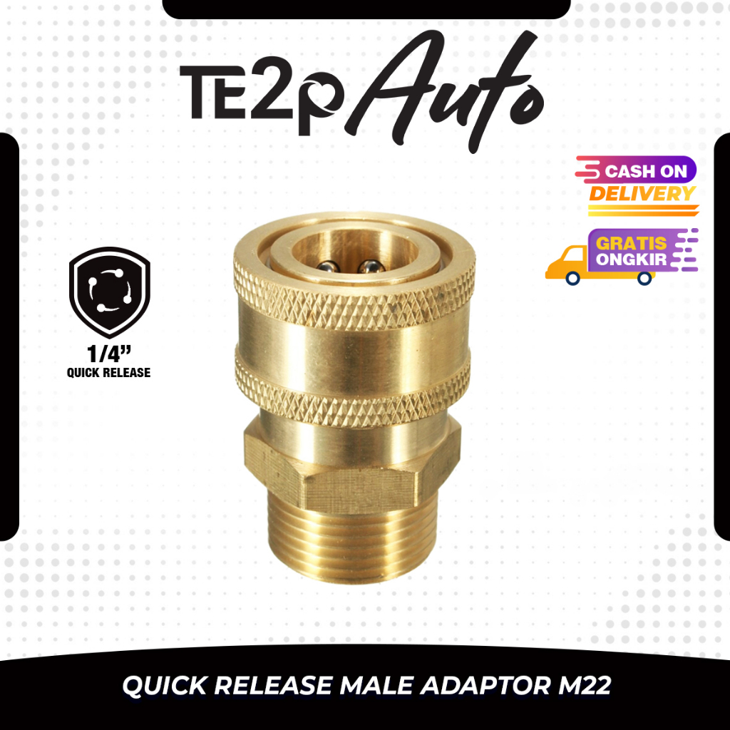 Jual Te2p Auto Quick Release Adaptor M22 1/4" Male Nepel Sambungan Selang Ke Gun Te2p Auto Type ...