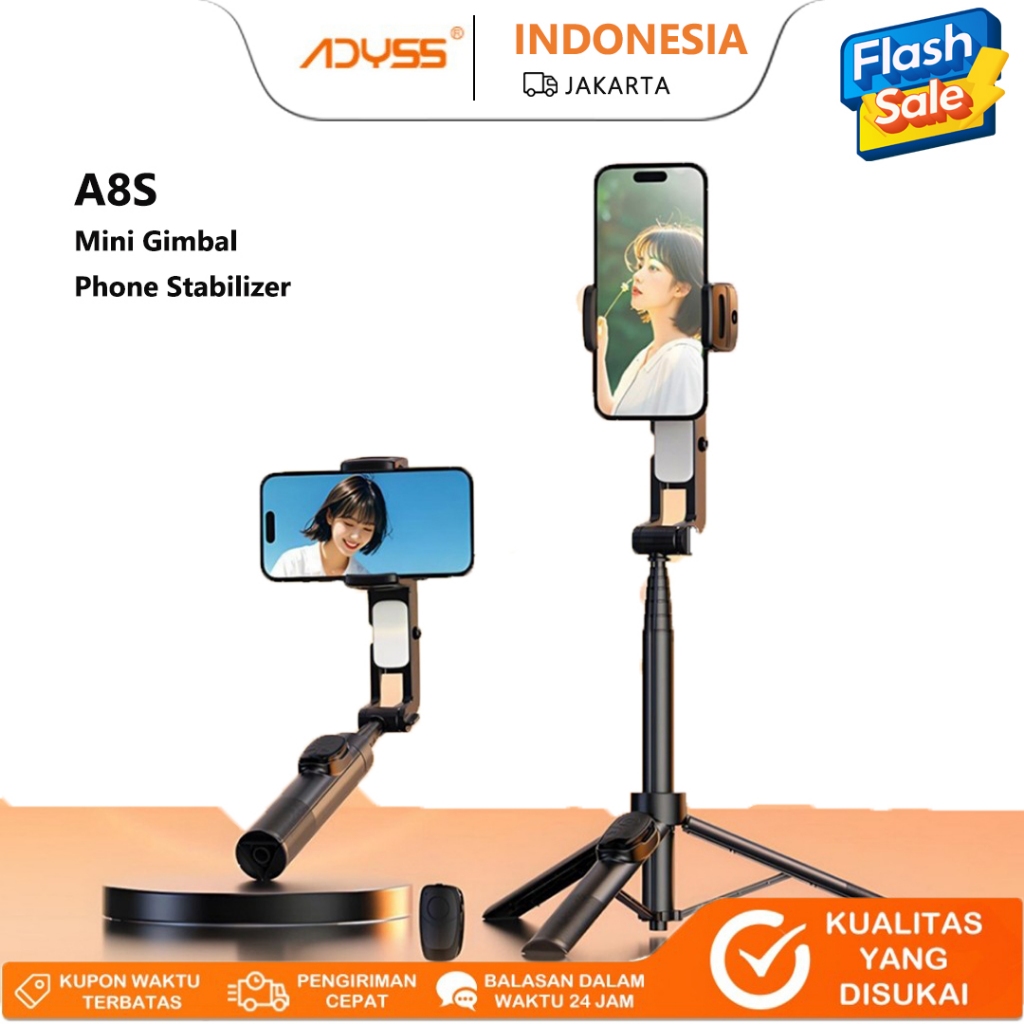 Jual A8S Gimbal Mini Stabilizer HP, Isi Ulang, Kaki 3, Sensor AR Cerdas, Anti Goyang, Cocok ...