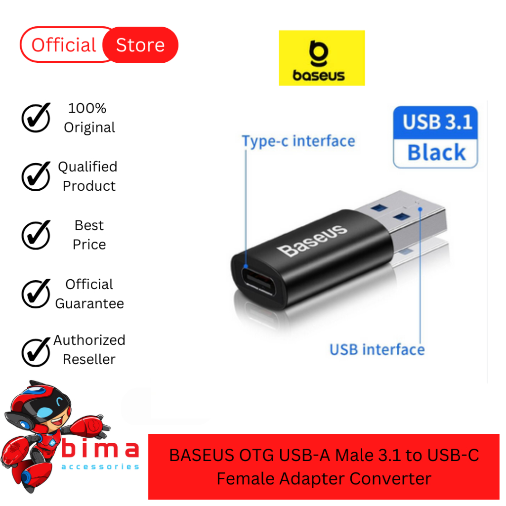 Jual Baseus OTG USB-A Male 3.1 untuk USB-C Female Adapter Converter ...