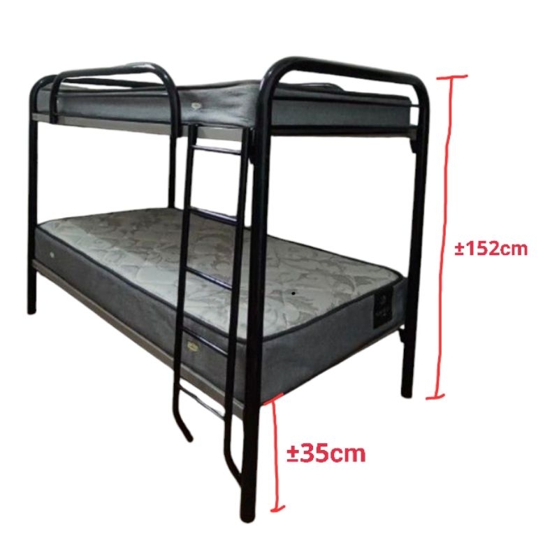 Jual [PRELOVED] BUNK BED + 1 springbed - Kasur tingkat hitam abu ...