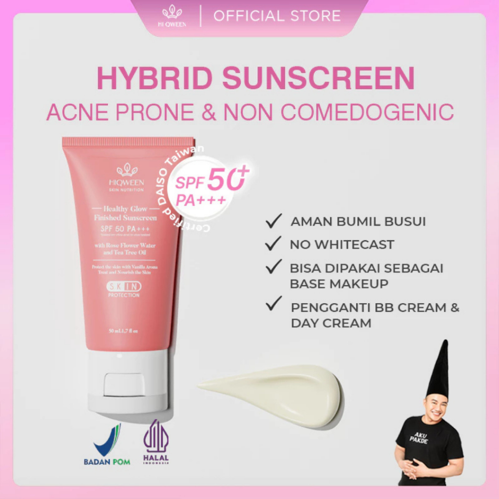 Jual HIQWEEN HEALTHY GLOW FINISHED SUNSCREEN SPF 50 PA +++ - Hybrid ...