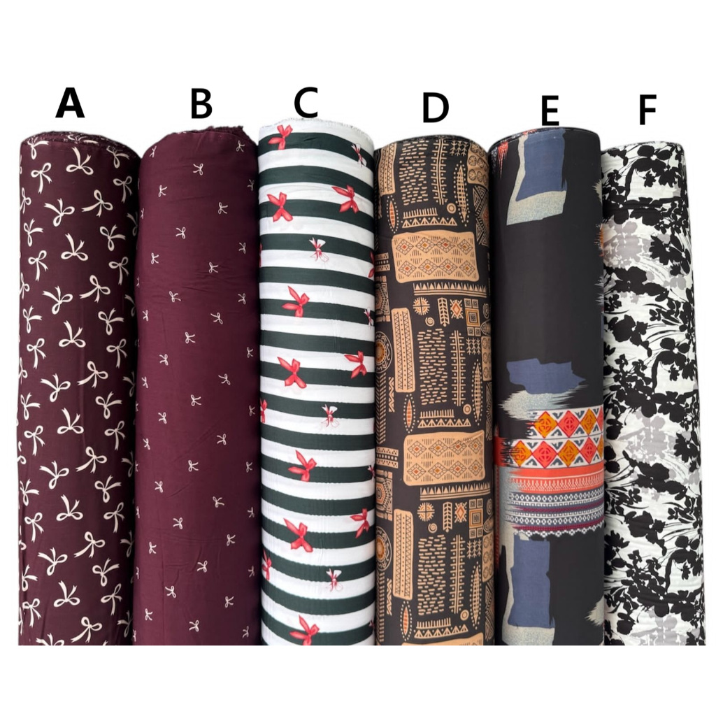 Jual Kain katun rayon viscose premium motif pita motif salur bunga ...