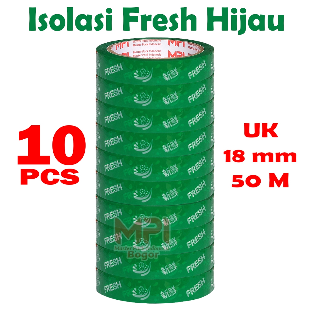 Jual 10 PCS - Isolasi Fresh Hijau 18 mm x 50 Meter - Lakban Untuk Sayur ...