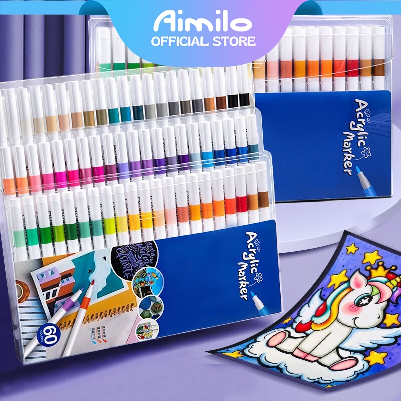 Jual [READY] Aimilo Spidol Acrylic Marker Spidol Warna Warni 1 Set DIY ...