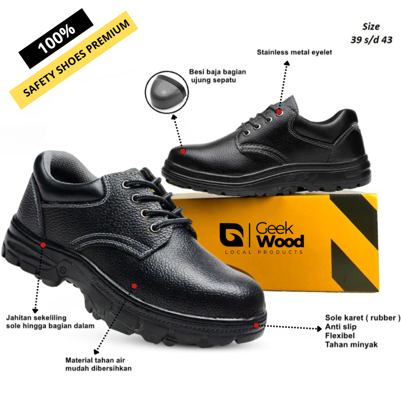 Jual Sepatu Safety Pria Ujung Besi Safety Shoes Basic proyek kerja ...