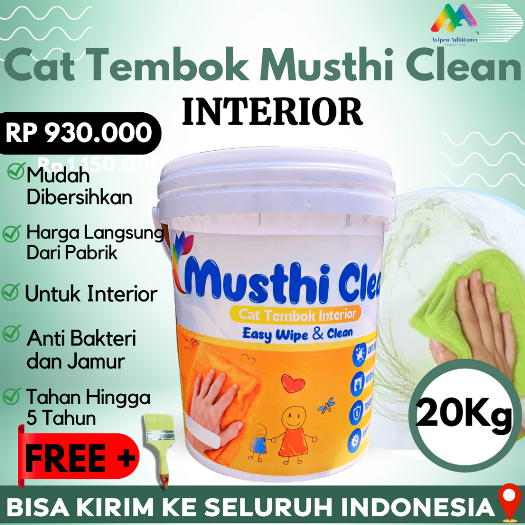 Jual Cat Tembok Dinding Interior Dalam Rumah Anti Noda Musthi Clean ...