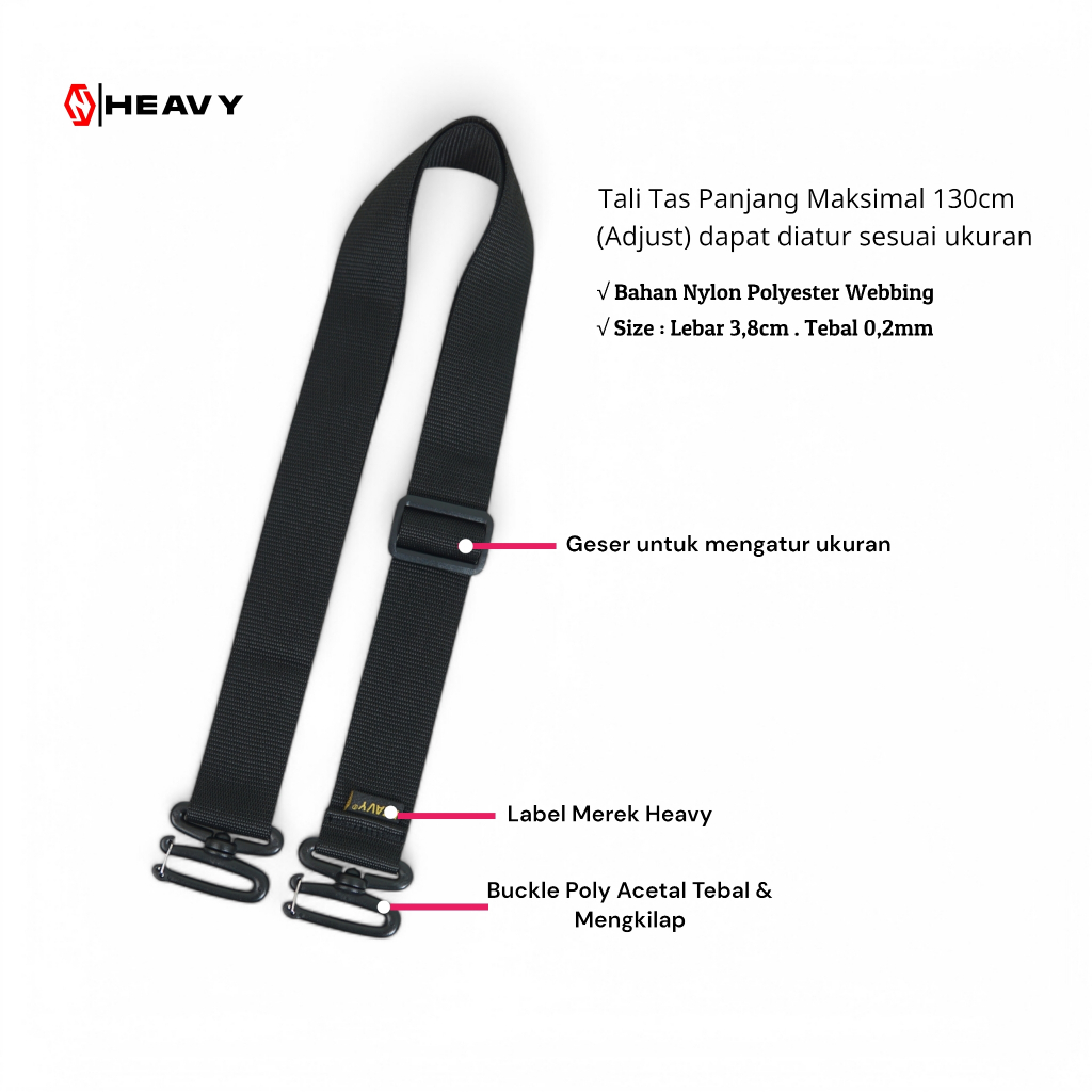 Jual Tali Tas Merek Heavy Panjang dan Lebar Adjustable Webbing Strap ...