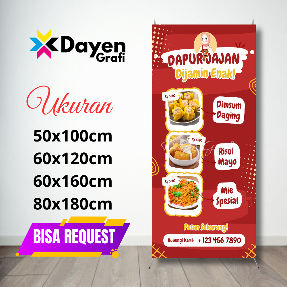 Jual Spanduk Banner Dapur Jajanan Merah Cetak Custom | Shopee Indonesia