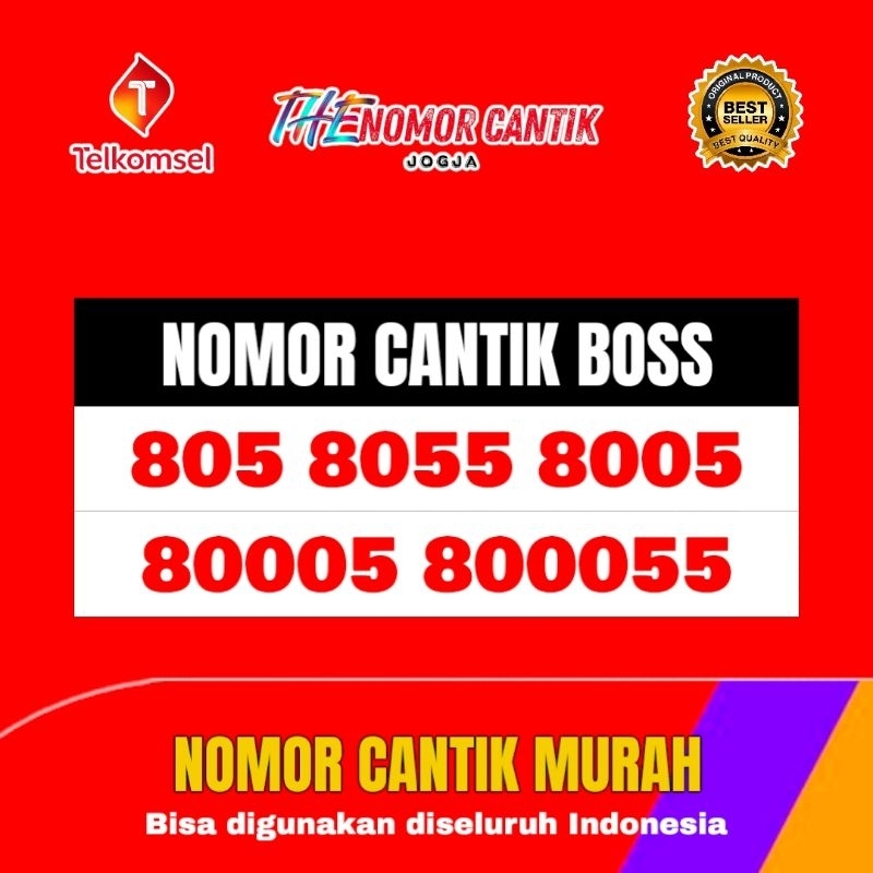 Jual PERDANA NOMOR CANTIK SERI BOS 4G/5G/LTE BOSS BOOS 805 8055 8005 80555 80005 8053 & PSHT ...