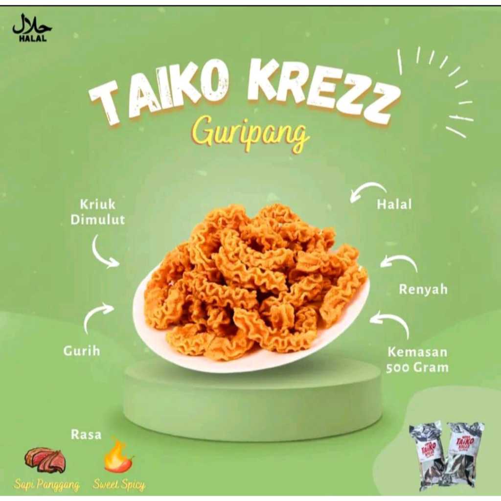 Jual Taiko Krezz Guripang 500gr Rasa Sapi Panggang Sweet Spicy Snack ...