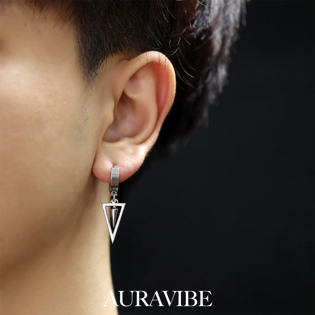 Jual AURAVIBE Anting Liontin Segitiga Pria Baru Tahun 2025 Baja ...