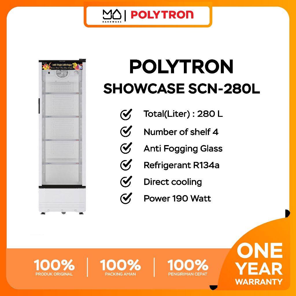 Jual POLYTRON Showcase Fastcool 280 Liter SCN 230L - Garansi Resmi ...