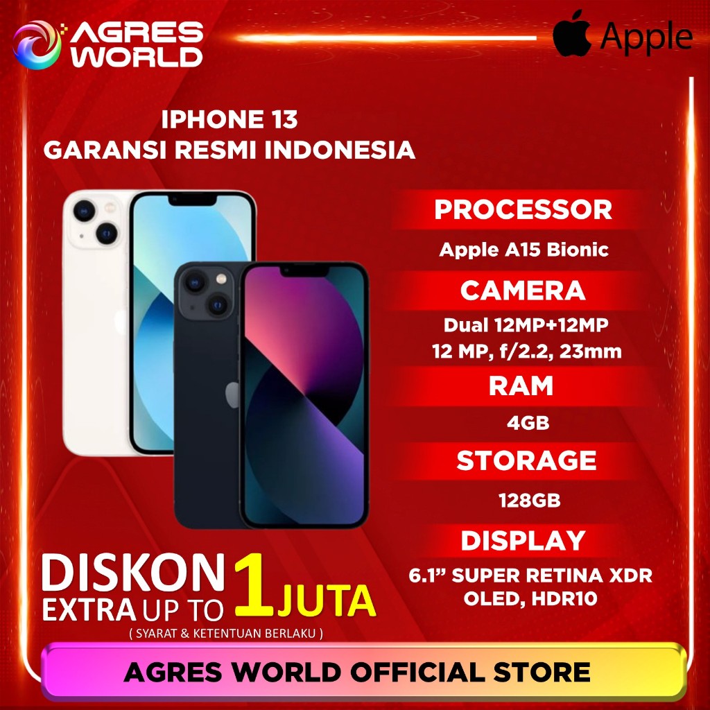 Jual IP 13 128GB MIDNIGHT BLACK / STARLIGHT WHITE - Garansi Resmi Indonesia | Shopee Indonesia