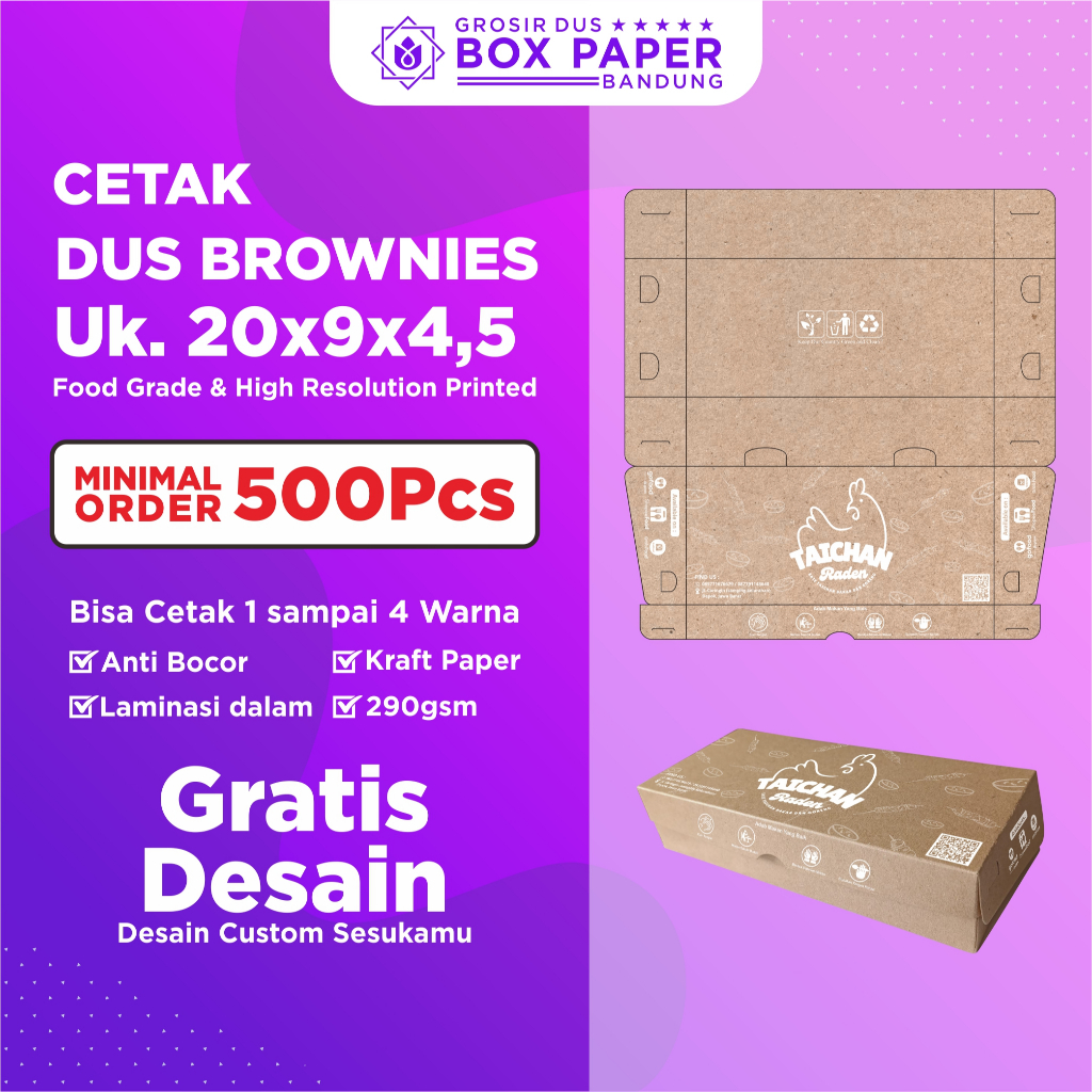 Jual Custom cetak Dus Brownies 20x9x4,5 Paper Box Makanan Kue Bolen ...