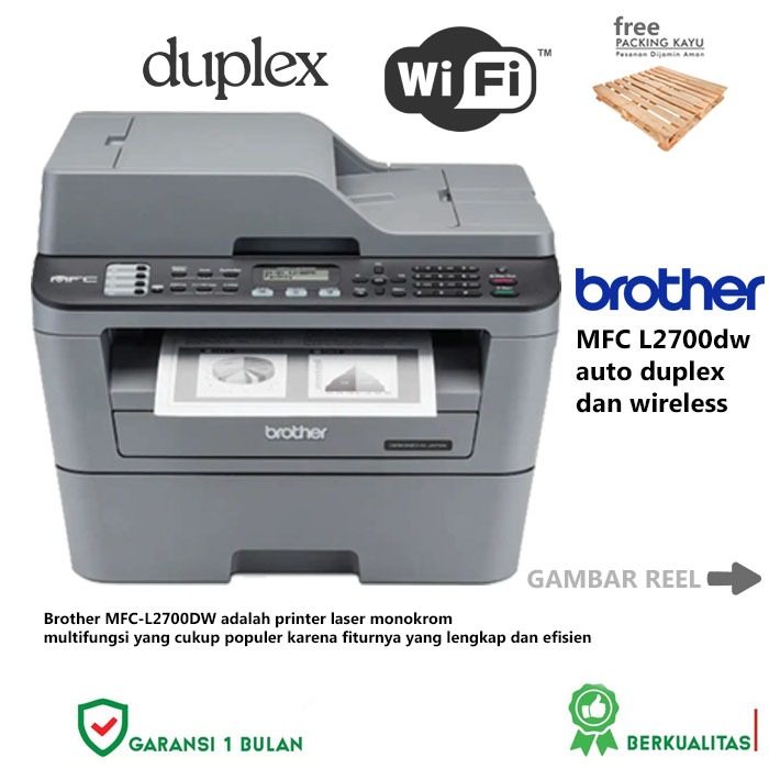Jual Fotocopy mini Brother MFC L2700dw - printer - wereles - duplex ...