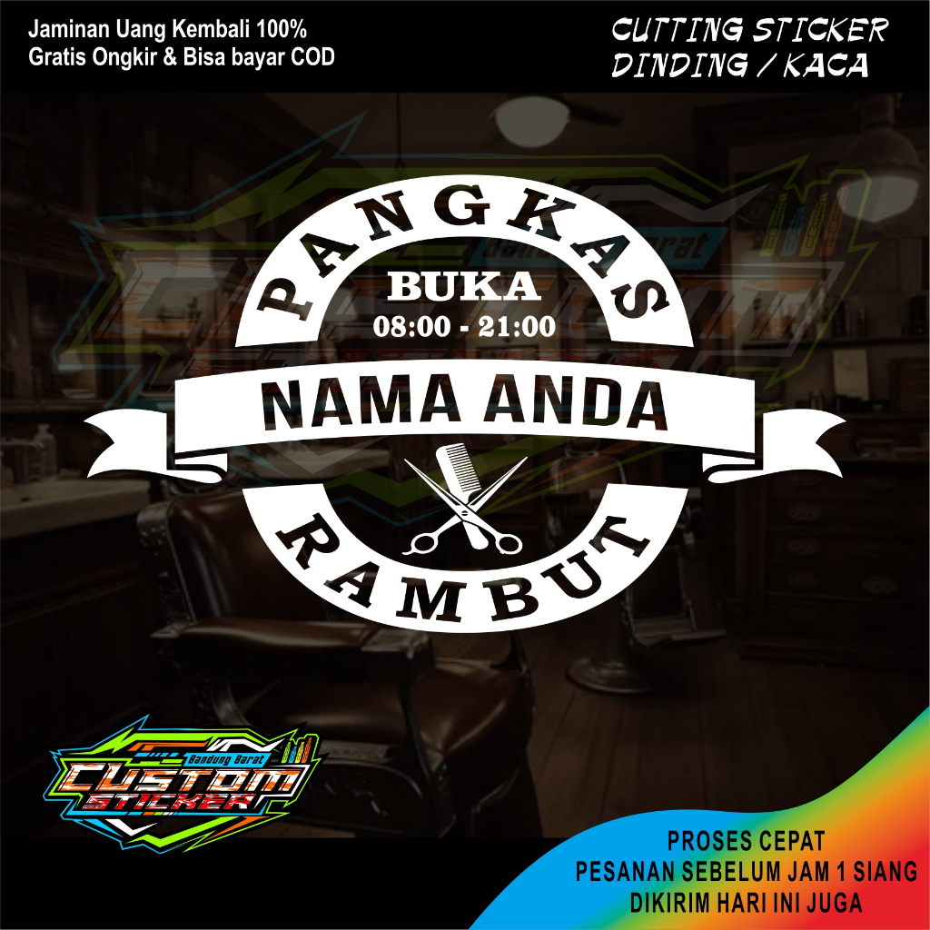 Jual NEW STICKER CUTTING PANGKAS RAMBUT CUSTOM NAMA | Shopee Indonesia