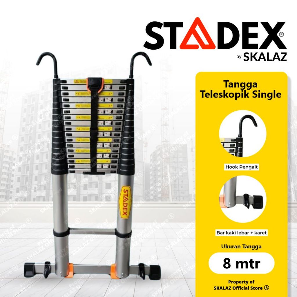Jual Stadex Tangga Teleskopik 8m Single Aluminium | Shopee Indonesia