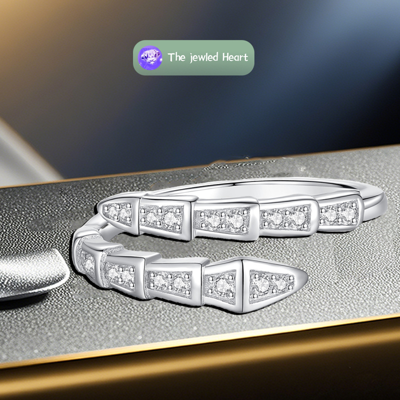 Jual Cincin Ular Desain unik dengan tatahan moissanite Ukuran yang dapat adjustable S925 perak ...