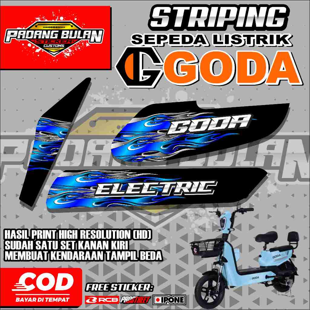 Jual STRIPING VARIASI SEPEDA LISTRIK GODA / STIKER LIST SEPEDA LISTRIK ...