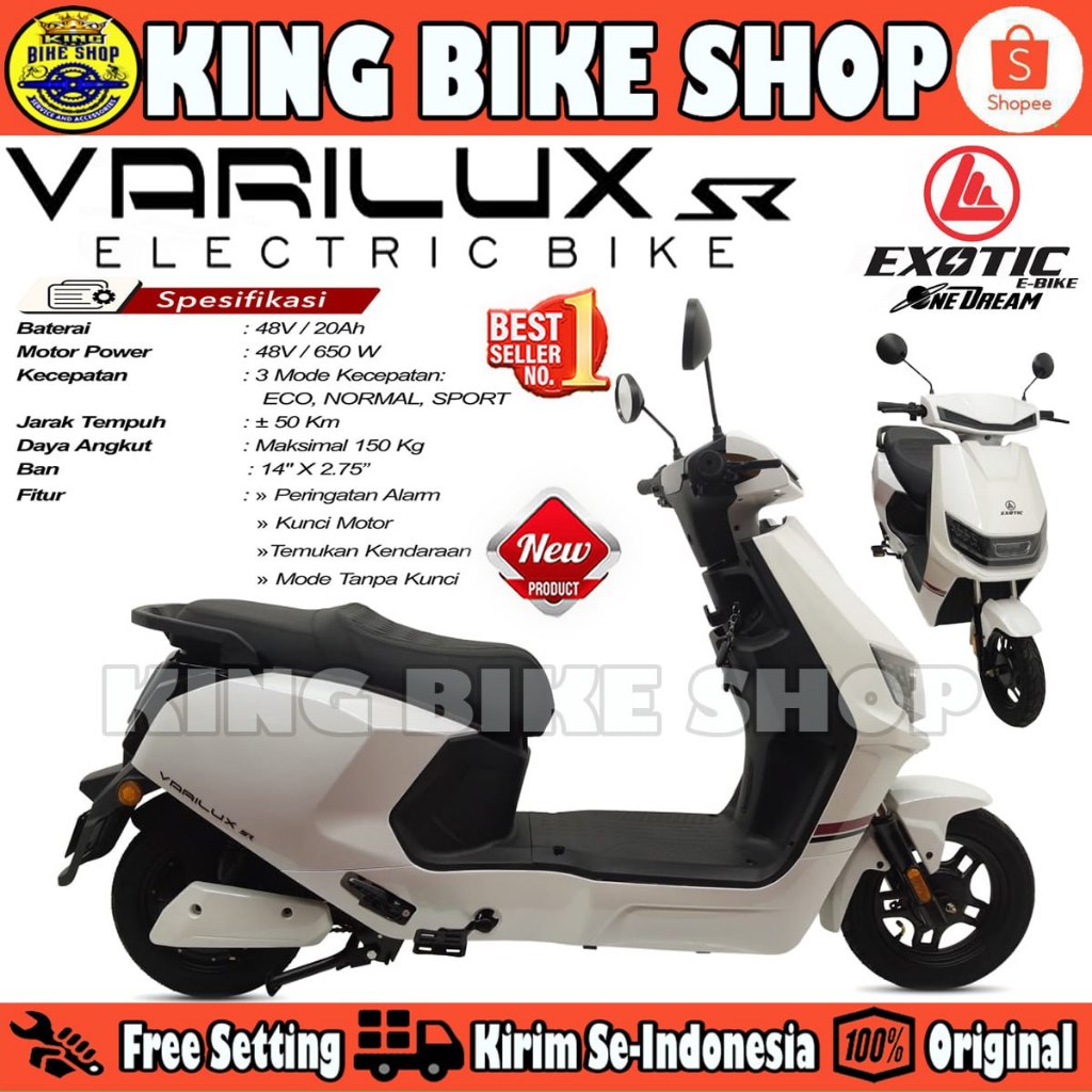 Jual Sepeda Listrik EXOTIC VARILUX SR TERBARU 650 Watt E-Bike | Shopee ...
