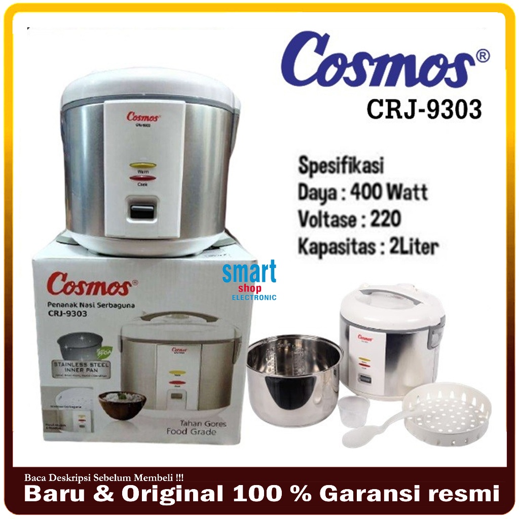 Jual COSMOS Rice Cooker Magic Com Penanak Nasi Stainless 3 In 1 CRJ ...