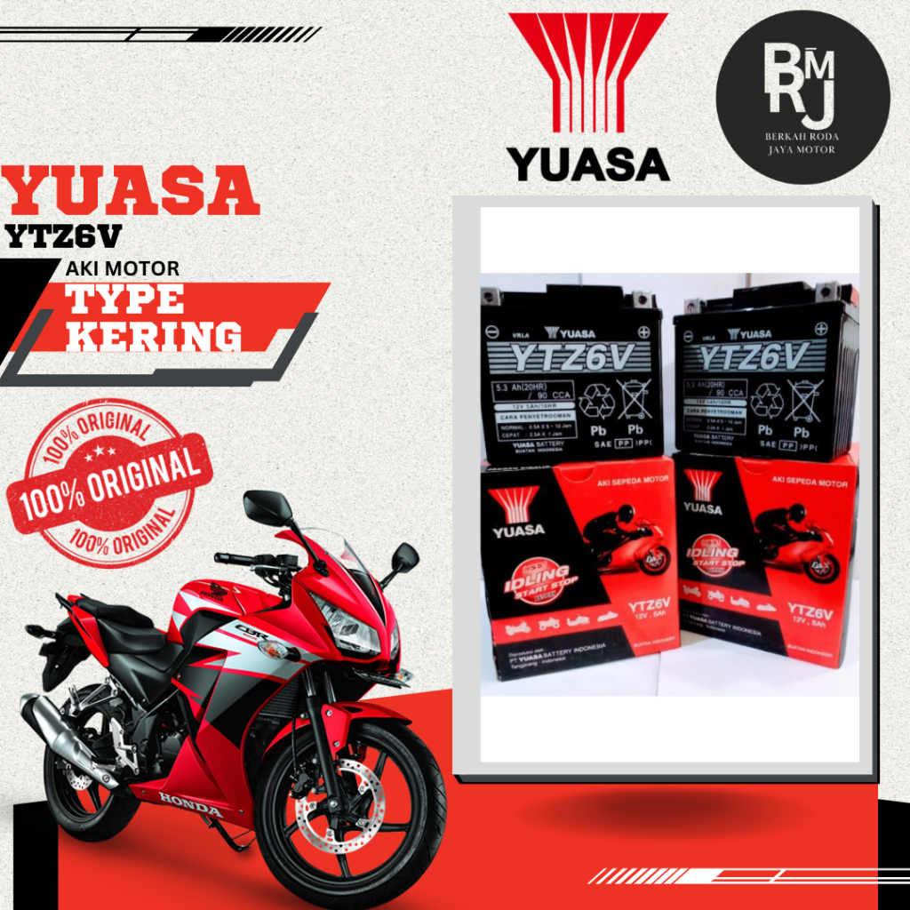 Jual ACCU YUASA YTZ6V // ACCU full KERING // ACCU MOTOR VARIO 125 ...