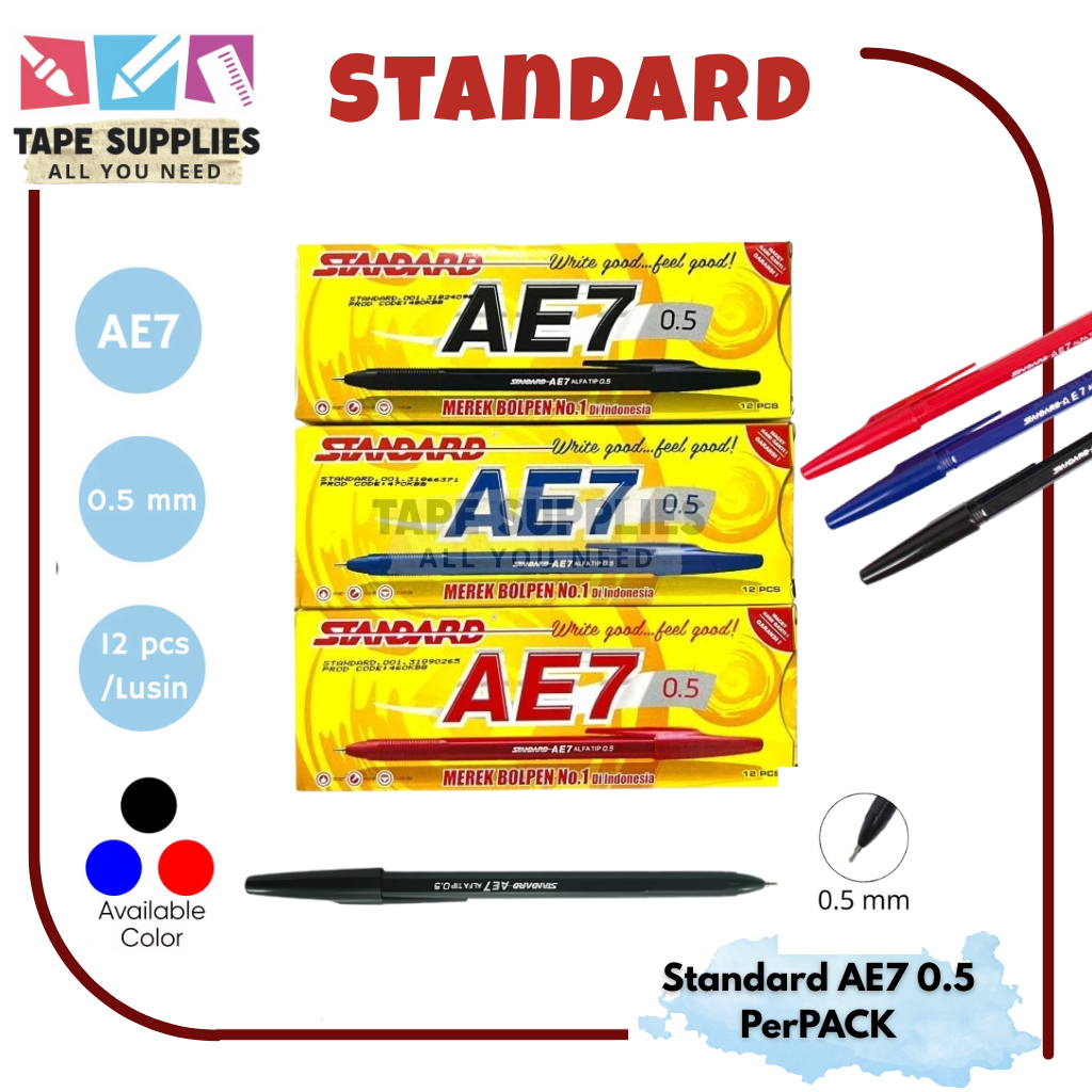 Jual Pulpen Standard AE7 1 Pack(12PCS) / Ball Pen / Pena 0.5mm Standard AE7 | Shopee Indonesia