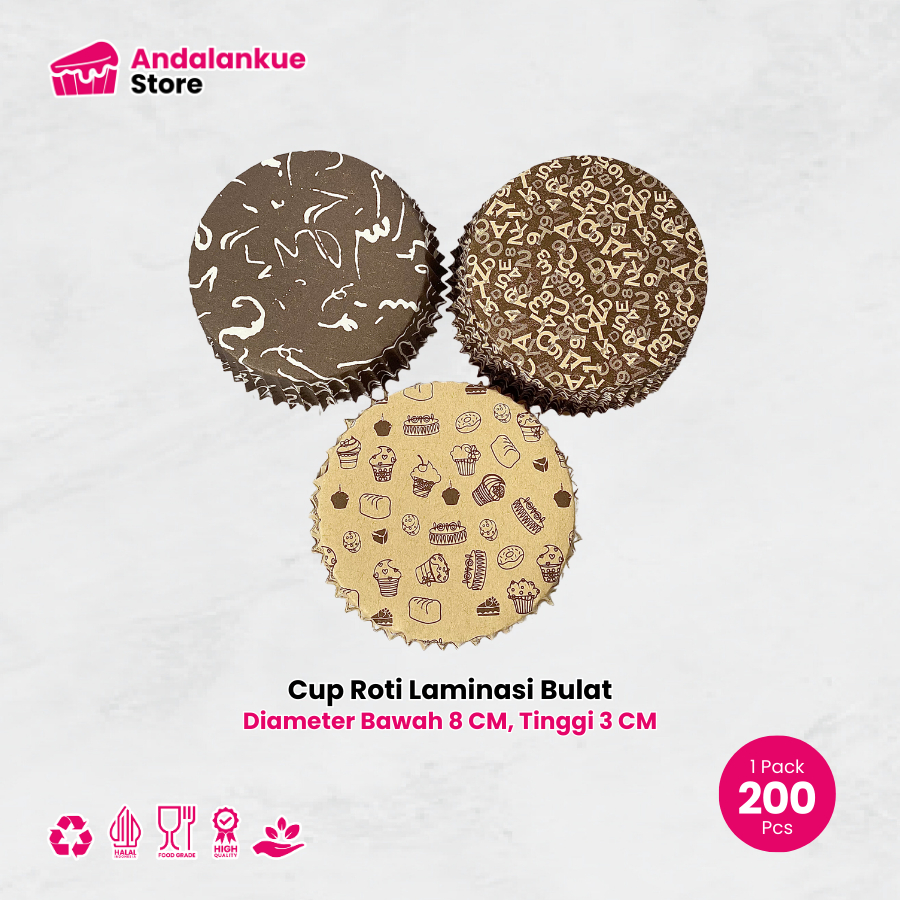 Jual Cup Roti Laminasi Bulat 8 cm (Brown Series) Isi 200 Pcs | Shopee ...