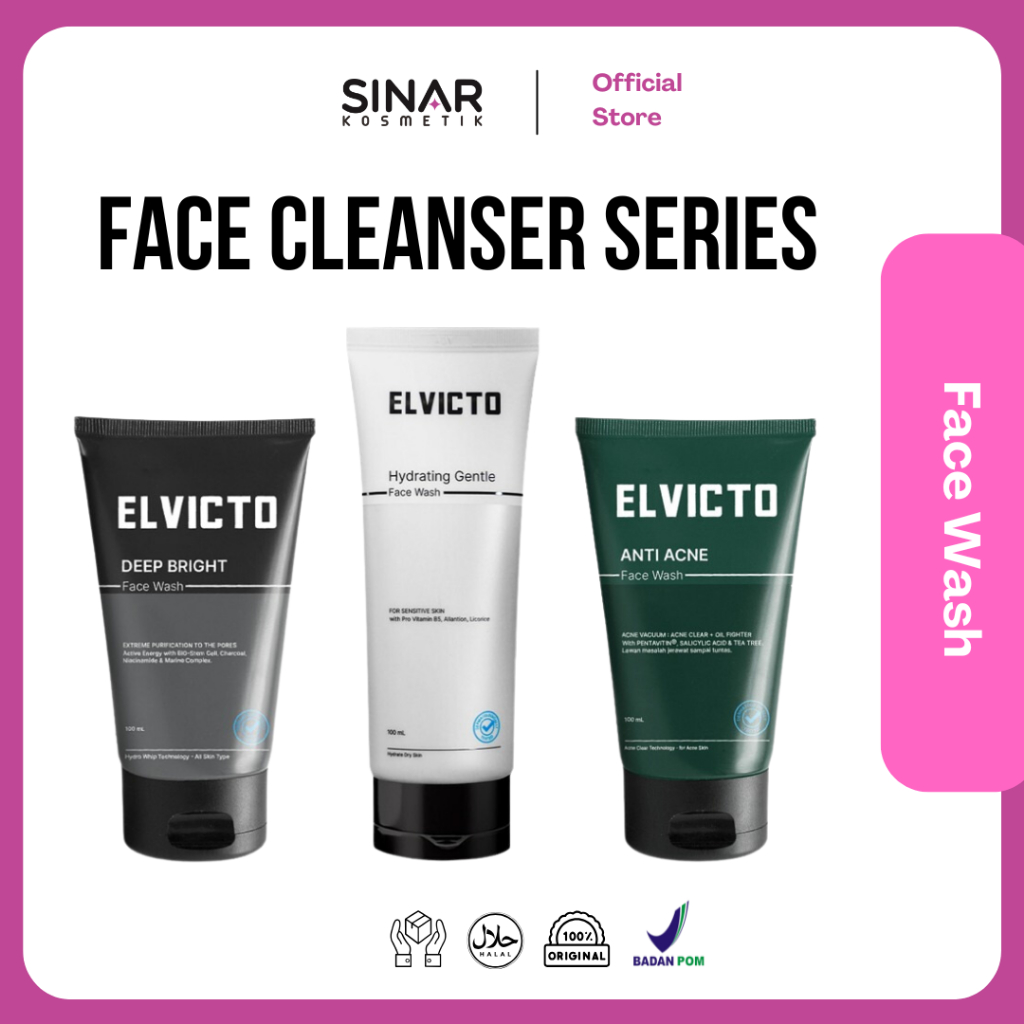Jual Elvicto Face Cleanser Series 100ml | Anti Acne Fight - Deep Bright - Hydrating Gentle l ...