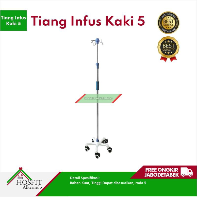 Jual Tiang Infus 5 Roda GTT Stainless Steel dan ABS | Shopee Indonesia