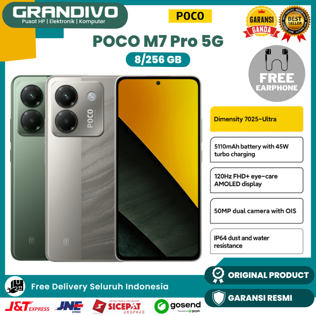 Jual POCO M7 Pro 5G 8/256GB Dimensity 7025-Ultra 5110mAh 45W 120Hz FHD+ AMOLED 50MP dual camera ...
